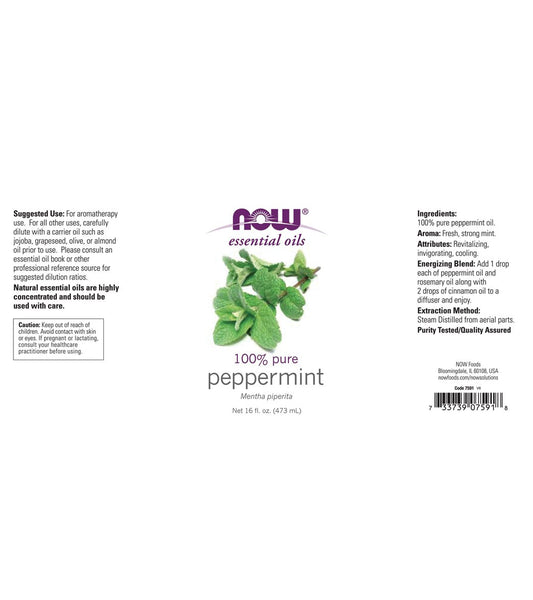 NOW 100% Pure Peppermint Oil 16 oz at EverydayYoga.com - Free Shipping