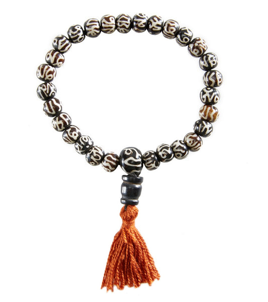 Shamans Market Om Mani Bone Bead Wrist Mala at EverydayYoga.com