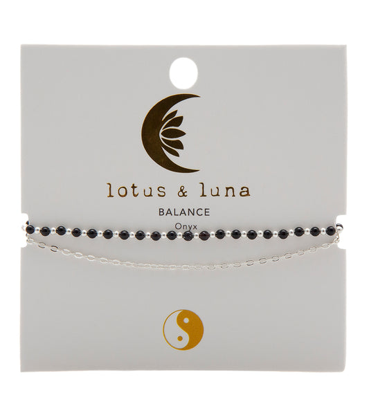 Lotus and Luna Balance Onyx 2mm Healing Bracelet at EverydayYoga.com