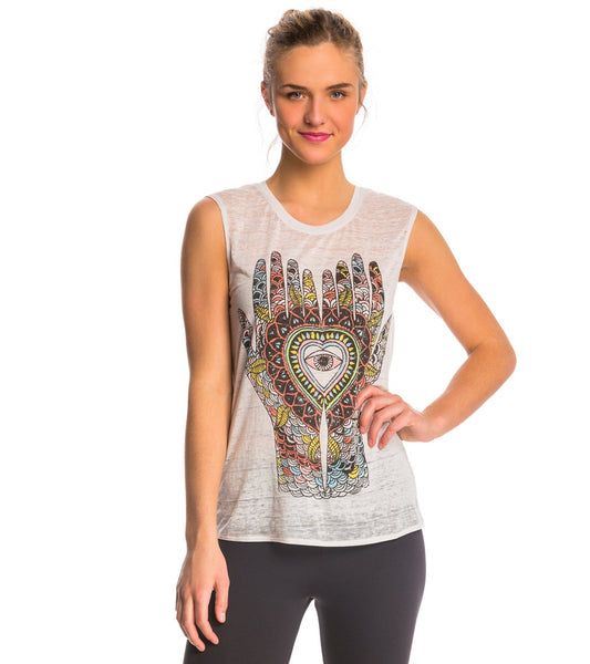 Chaser Heart in Hands Muscle Workout Shirt at YogaOutlet.com - Free ...