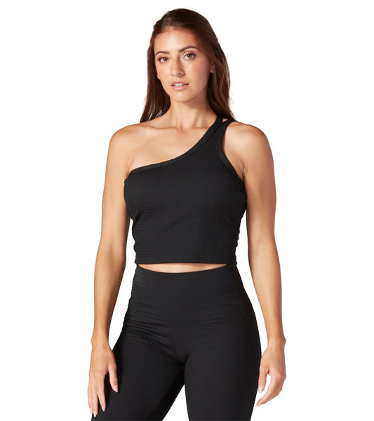 Tavi Seersucker One Shoulder Bra at EverydayYoga.com - Free Shipping